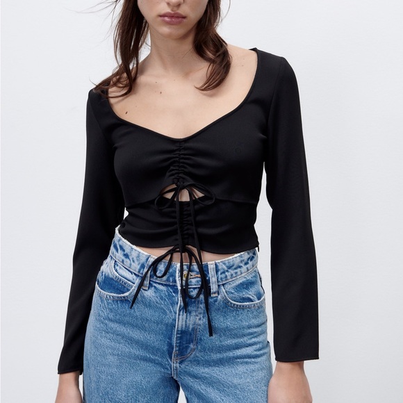 Zara | Tops | Zara Ruched Cut Out Top | Poshmark